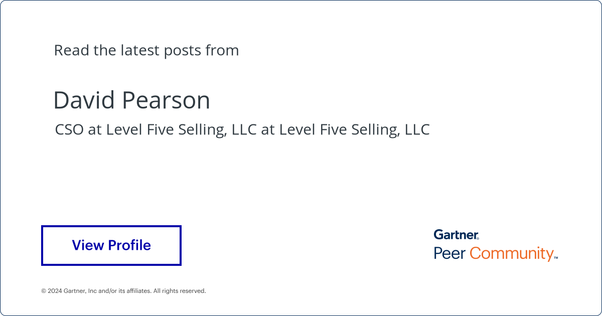 David Pearson, CSO at Level Five Selling, LLC at Level Five Selling ...